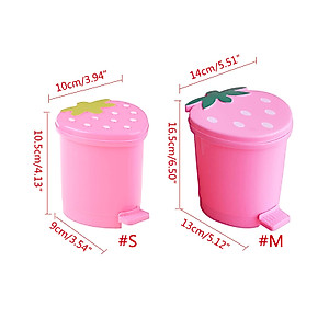 Youngy Mini Strawberry Trash Can with Lid Office Desktop Fruit Peel for Shell Container for Home Office Coffee Powder Rubbish B Mini Trash can for Bathroom