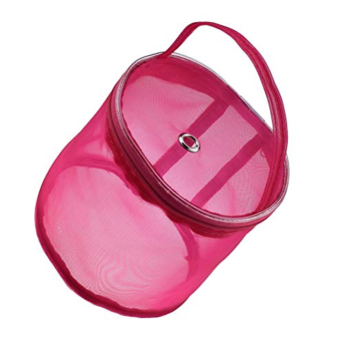 TOPBATHY Crochet Tote Bag Yarn Storage Bag Nylon Mesh Tote Bag with Handle Rosy