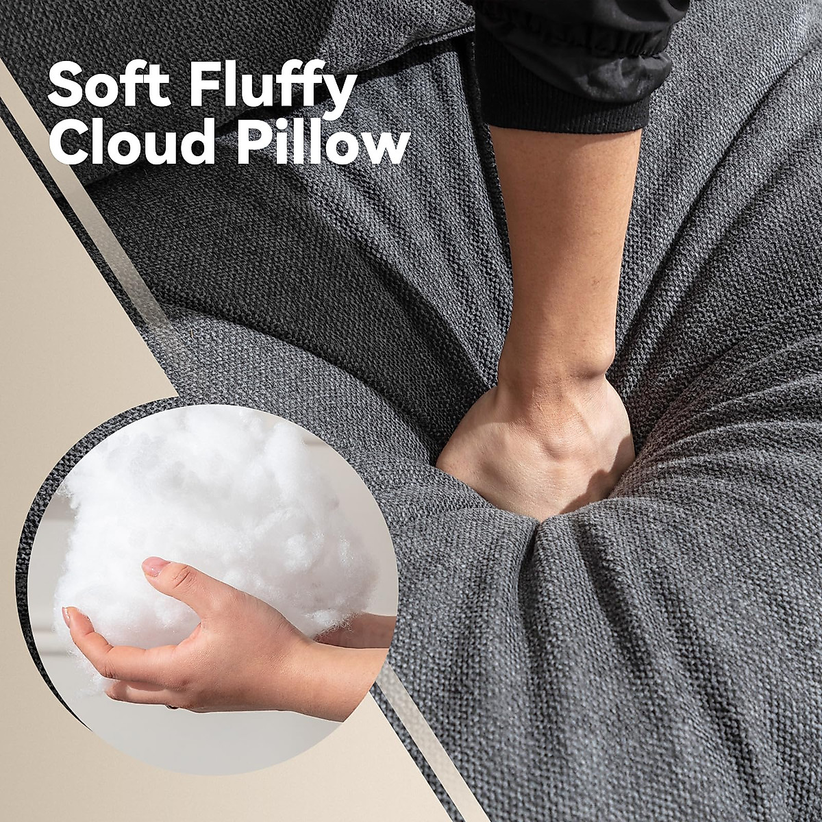 Siiejia Modular Sectional Sofa Modern Oversized Cloud Couch with Movable Ottoman 7 Seater L-Shaped Sofas Comfy Couches for Living Room Spacious Space Office Lounge, Dark Grey