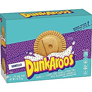Dunkaroos Vanilla Cookies and Vanilla Frosting with Rainbow Sprinkles, 6 ct