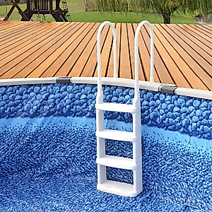 Main Access Easy Incline White Pool Deck Ladder for 48 to 54 Inch Above Ground Pools
