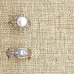 6-Pack Jewelry Display Foam Pad, Tray Insert - 72 Rings Holder Slots - Beige Burlap (14x7 Full Size) by TheDisplayGuys