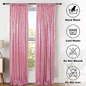 Sparkle Backdrop Curtain Fuchsia Pink 2 Panels Set Sequin Photo Backdrop 2FTx8FT Sequin Backdrop Curtain Pack of 2