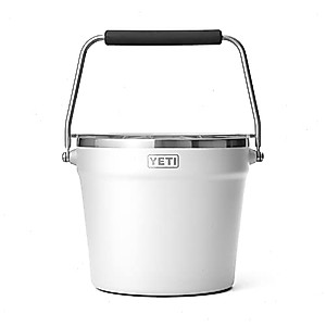 YETI Rambler Beverage Bucket, Double-Wall Vacuum Insulated Ice Bucket with Lid, White