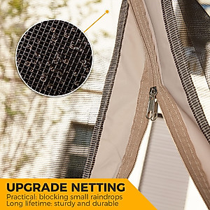 YOLENY 10'x12' Gazebo with Galvanized Steel Roof, Hardtop Double Roof with Anti-Rust Coating, Outdoor Gazebos with Curtains and Netting, Sunshade for Gardens, Lawns, Deck