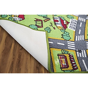 Kids Rug Carpet Playmat City Life Learn Have Fun Safe, Children's Educational, Road Traffic System, Multi Color Activity Centerpiece Play Mat! for Playing with Cars for Bedroom Playroom