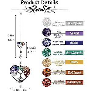 H&D HYALINE & DORA Suncatcher Window Hanging Tree of Life Heart Shaped Crystal Ball Prism Drop Pendant
