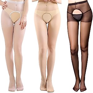 Adove High Waist Pantyhose Sexy Lady Sheer Hollow Out Stockings (Black,white,Nude)