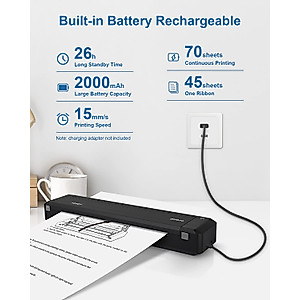 POLONO Portable Printer, MT800 2.0 Wireless Bluetooth Thermal Printer, Support 8.5" X 11" US Letter, Compatible with Android and iOS Thermal Ribbon Support MT800 (216mm) Portable Thermal Printer