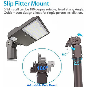 100W Outdoor LED Parking Lot Light with Adjustable Slip Fitter Mount, 5000K LED Area Light with Dusk to Dawn Photocell, 100-277V 14000LM [400W-600W HPS/HID Equiv] ETL LED Commercial LED Flood Light