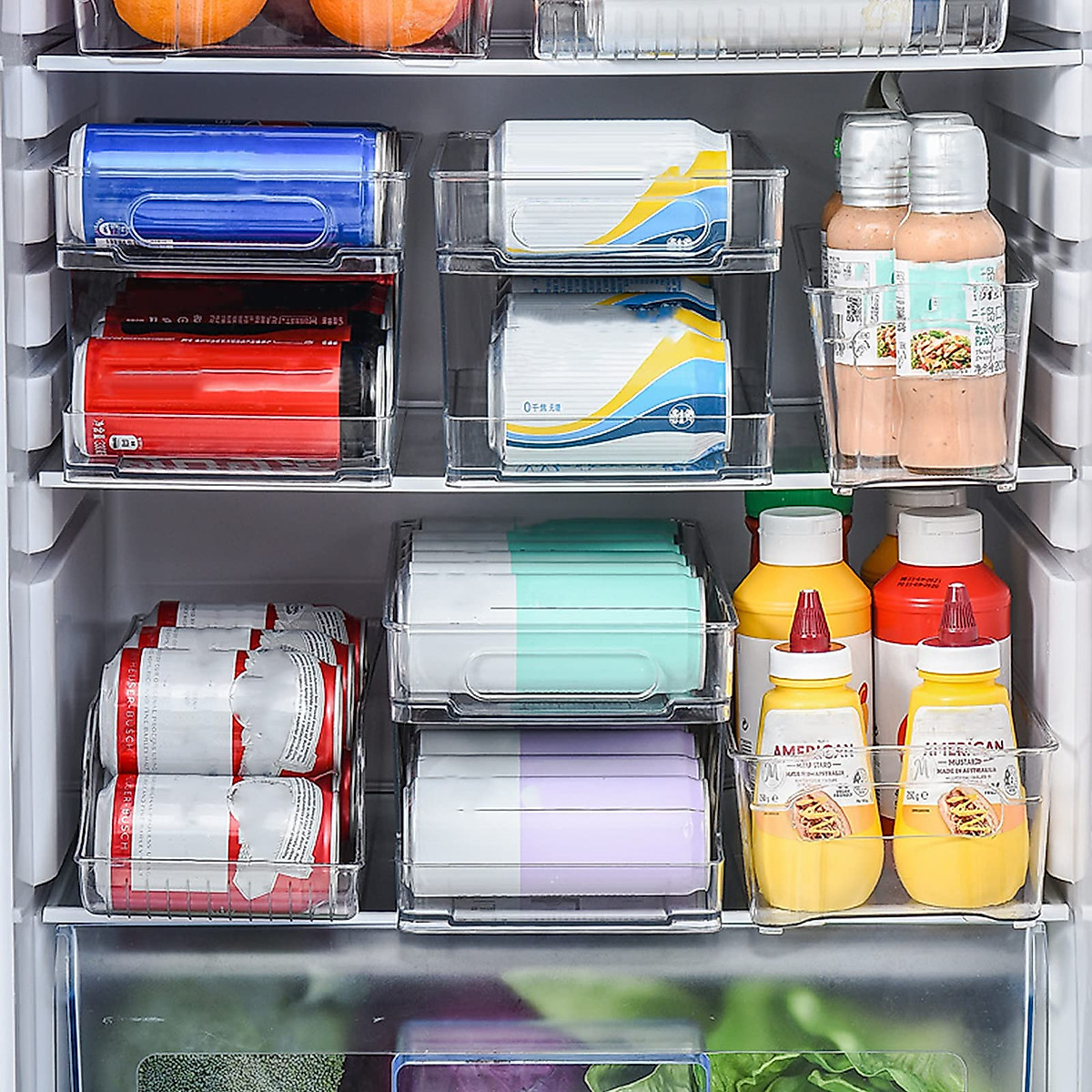 Tyenaza Can Organizer, Stackable Drink Soda Can Holder Rack PET Dispenser Double Deck, Can Storage Organizer Fit for Pantry Refrigerator Kitchen