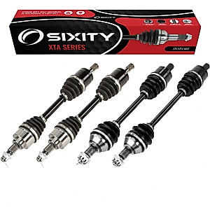 4 pc Sixity XTA Front Rear Left Right Axles compatible with Honda TRX420FA Rancher AT TRX420FPA 4x4 w Power Steering 2009-2014