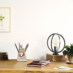 Cucuby Office Desk Pencil Holder Decor Cute Women Desk Supplies Pen Phone Stand Accessories School Organizers Reading Thinker Statue and Sculptures Resin Home Decor for Work