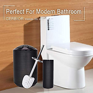 CERBIOR Bathroom Accessories Set 6 Piece Bath Ensemble Includes Soap Dispenser, Toothbrush Holder, Toothbrush Cup, Soap Dish for Decorative Countertop and Housewarming Gift, Black