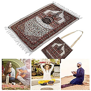 Tnfeeon Muslim Prayer Mat with a Cloth Bag Pilgrimage Carpet Muslim Praying Rug for Pilgri Thick Cotton