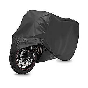 Zlirfy Motorcycle Cover,Motorcycle Accessories,Motorbike Full Cover Motorcycle Covers Waterproof Outdoor,Car Accessories Universal Motorbike Cover with Lock-Holes & Storage Bag