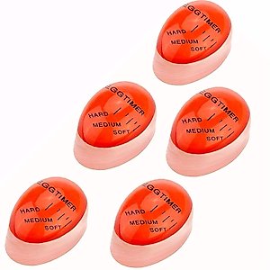 Smylls 5 Pack Egg Timer Heat Sensitive Hard Medium Soft Boiled Color Changing Reusable Egg Timers