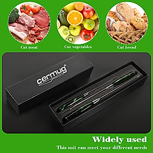 Chef Knife Set for Kitchen, 3Pcs German Carbon Stainless Steel Kitchen Knife, Professional Chefs Knife Set Ultra Sharp Chef Knife for Home, Restaurant (Green Handle)