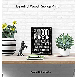 Christian Gifts for Men - Religious Gifts for Men - Catholic Gifts for Men - Religious Wall Decor - Masculine Christianity - God Wall Decor - 1&2 Timothy - Scripture Bible Verse Wall Art Decorations