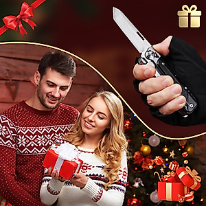 POXIMO Pocket Knife, Gifts for Men Dad Him Heavy Duty Folding Knife, Stocking Stuffers 5-IN-1 Multitool Kits for Father, Tactical Gear for Camping Hiking Surviving, Valentine's Day Christmas Gifts