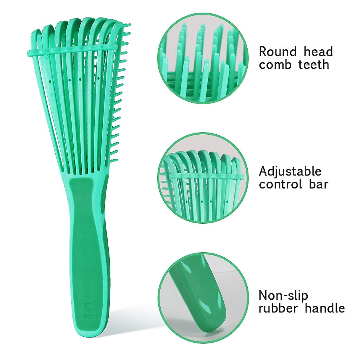 4Pcs Detangling Brush, Goowin Detangler Brush, Easy Detangler Brush for Natural Hair with Edge Brush & Tail Comb (Green)
