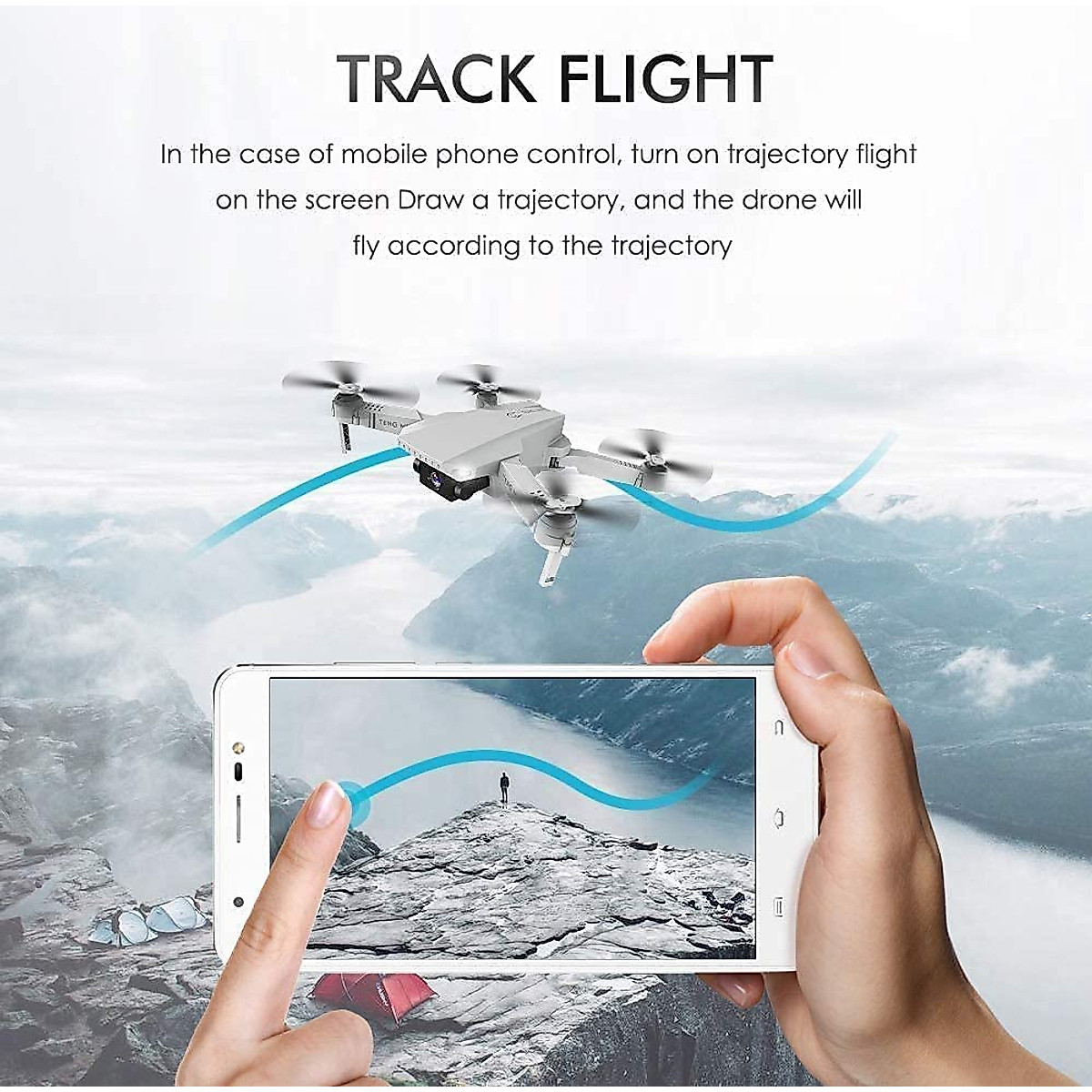 Drone with Camera 2K HD for Adults, Dual Camera Six-axis Gyroscope WiFi FPV Live Video RC Quadcopter with Gesture Operation, Smart Follow, Altitude Hold, Headless Mode, 2 Batteries