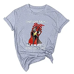 It is a Kind of Day HEI HEI - Short Sleeve Shirts for Women Casual Summer Cute Tops Junior Teen Girls Graphic Tees Shirt Gray