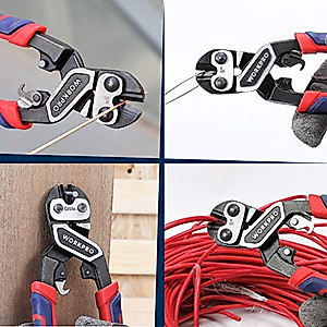 WORKPRO 8" Mini Bolt Cutter, Three-color Bi-Material Ergonomic Handle with Security Lock & More Efficient Leverage, Chrome Molybdenum Steel Blade