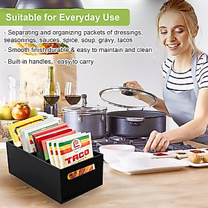 Acrylic Seasoning Organizers with 4 Slots, Tea Bag & Snack Packet Storage Bin, Coffee & Gravy Packet Condiment Organizer for Kitchen & Pantry Cabinet