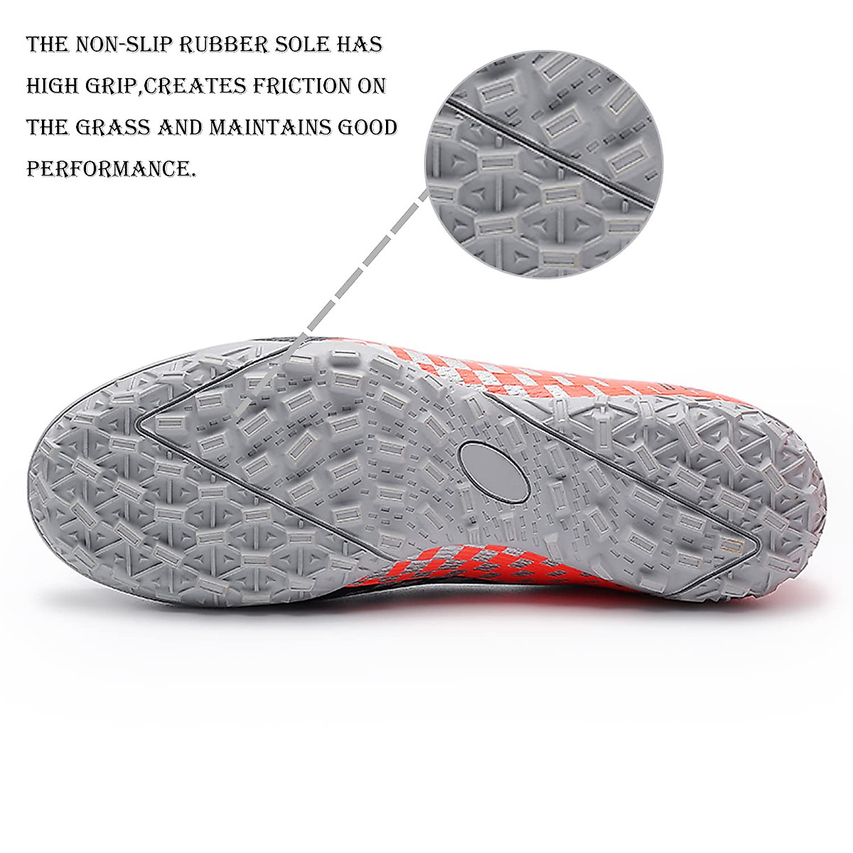 WINGFAI Men's Soccer Shoes Cleats Professional High-Top Breathable Athletic Football Shoes Outdoor/Indoor Professional Futsal Football Training Sneakers Silver 4 US