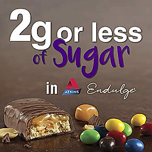 Atkins Endulge Caramel Nut Chew Bar, Dessert Favorite, 1g Sugar, Good Source of Fiber, Low Sugar, 10 Count