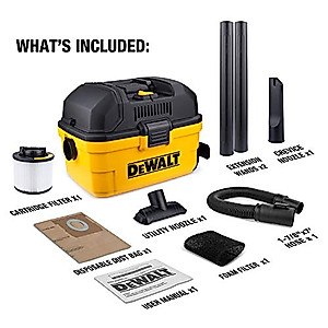 DEWALT DXV04T Portable 4 gallon Wet/Dry Vaccum, Yellow