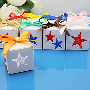 TKEJZu 200 Pcs Patriotic Foam Stickers Glitter Star Stickers Self-Adhesive Star Shaped Wall Stickers for 4th of July Decor Kid's Arts Craft Supplies Greeting Cards Homemade Crafts Red Blue Silver
