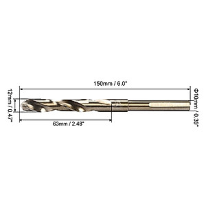 uxcell Reduced Shank Twist Drill Bits 12mm Black Nitride & Gold Titanium Coated High Speed Steel 6542 with 10mm Shank for Stainless Steel Alloy Metal Plastic Wood