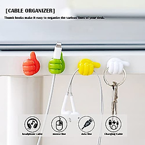 FreshDear 16pcs Self Adhesive Thumb Wall Hooks for Cables,Toothbrush Holder, Creative Adhesive Thumb Cable Clip Key Hook Wall Hangers.(8 Colors)