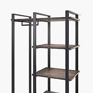 ZINUS Brock Etagere Bookcase with Hanging Storage / 4-Shelf Bookcase / Metal Frame / Solid Acacia Wood / Easy Assembly