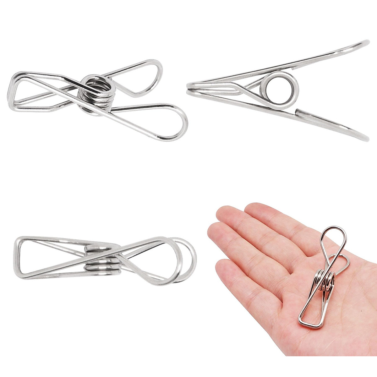 YuGtcen 52pcs Clothes Pins Heavy Duty Outdoor, 2" Lengh Stainless Steel Clothes Pins for Hanging Clothes Wire Metal Clothes Pegs Hanger Clips Clothespin Laundry Clips for Home Travel (Small)