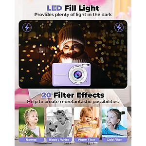 Digital Camera,Kids Camera with 32GB Card,Nsoela FHD 1080P 44MP Compact Vlogging Camera,Point and Shoot Camera 16X Digital Zoom, Portable Mini Kids Camera for Teens Students