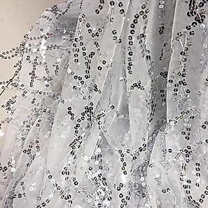 1 Meter Sequins Mesh Tulle Fabric for Sewing Crafts Dresses Costume Embroidery Tassel Lace Wedding Party Decoration