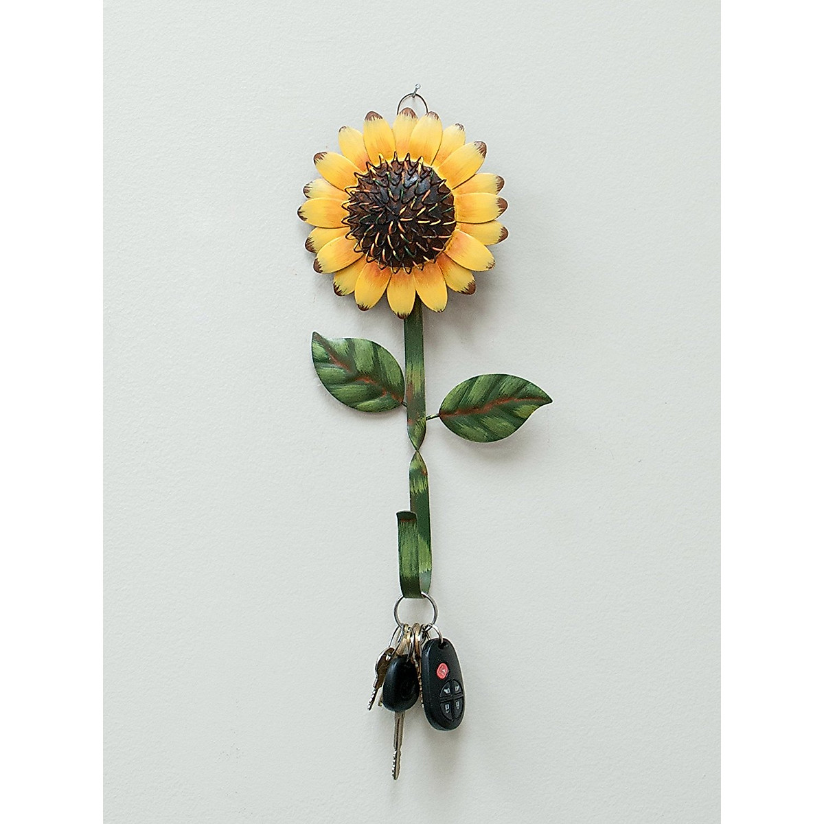 wovorins Metal Sunflower Key Holder Decorative Wall Hook for Keys Towels Hats - Creative Wall Mounted Keys Organizer Iron Hanging Hooks Bath Home Decor (2)