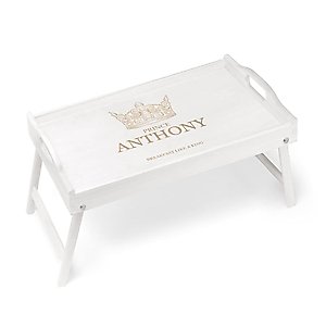 Maverton Breakfast Tray Table for Man - Personalized Bed Tray for Birthday - Laptop Table with Foldable Legs - Customized Serving Tray with Handles- for him - Wooden Tray for dad - Prince