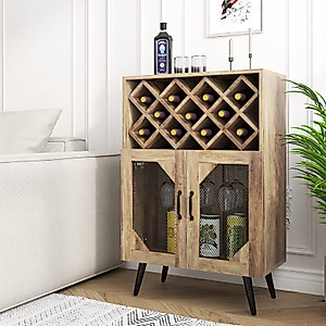 SogesGame Wine Cabinet Wine Storage Cabinet Liquor Cabinet Bar Wine Cabinet for Liquor, Freestanding Wine Rack with Glass Holder for Kitchen, Living Room, Dining Room