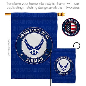 Proud Family Airman Garden Flag - Armed Forces Air Force USAF United State American Military Veteran Retire Official - House Decoration Banner Small Yard Gift Double-Sided Made In USA 13 X 18.5