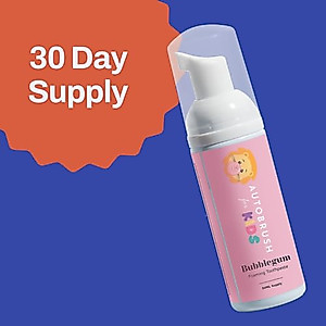 AutoBrush Kids Fluoride-Free Foaming Toothpaste Bubblegum Flavor for Electric or U-Shaped Toothbrush, SLS-Free, Training Toothpaste, Anti-Cavity (1 Pack)