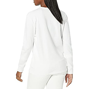 Champion Boyfriend, Oversized T-Shirt, Women's Cotton Long Sleeve Tee, White, Medium