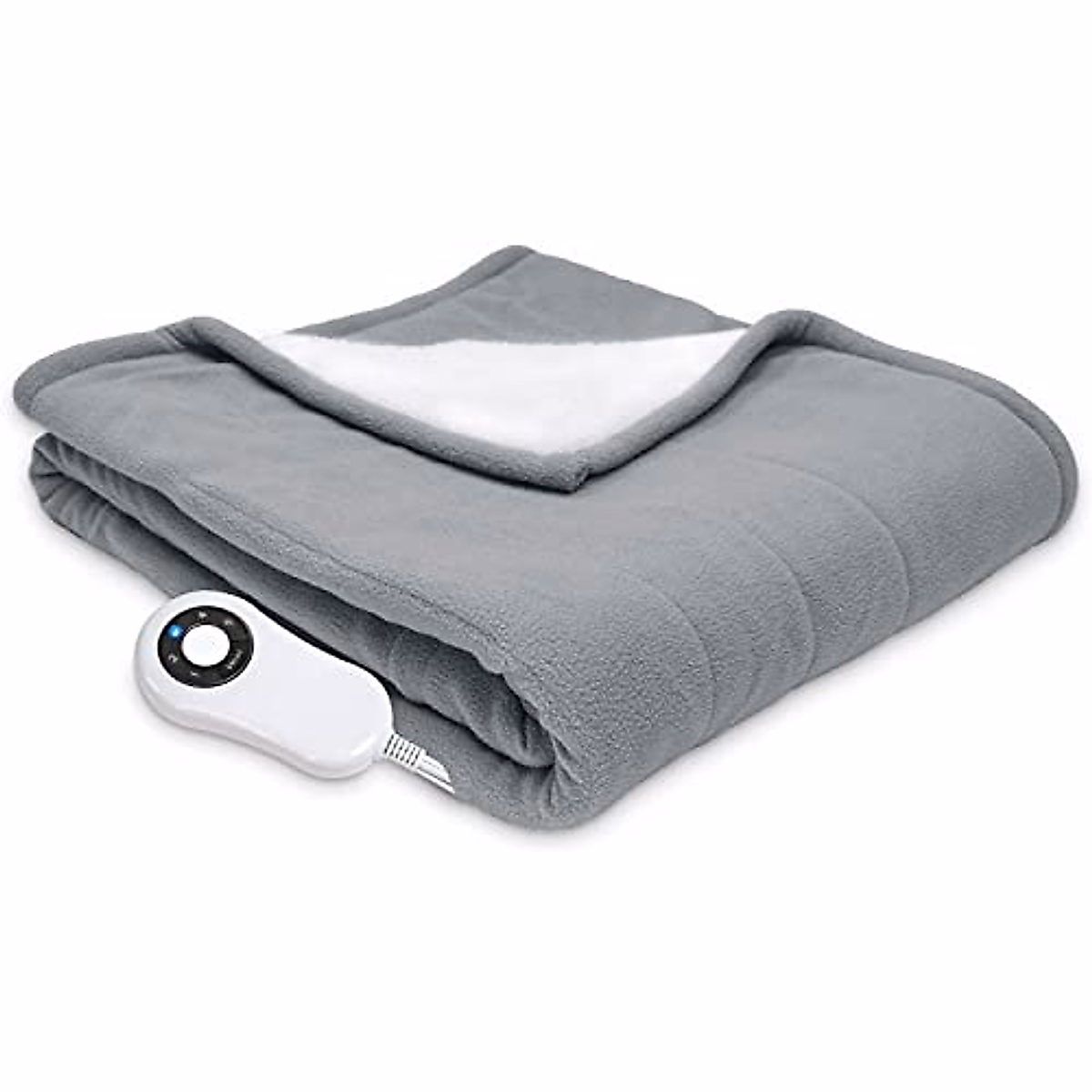 Florence & Sheridan | Reversible Sherpa/Fleece Electric Throw Blanket, 50"x60" With 5-Heat Setting Controller, Beige