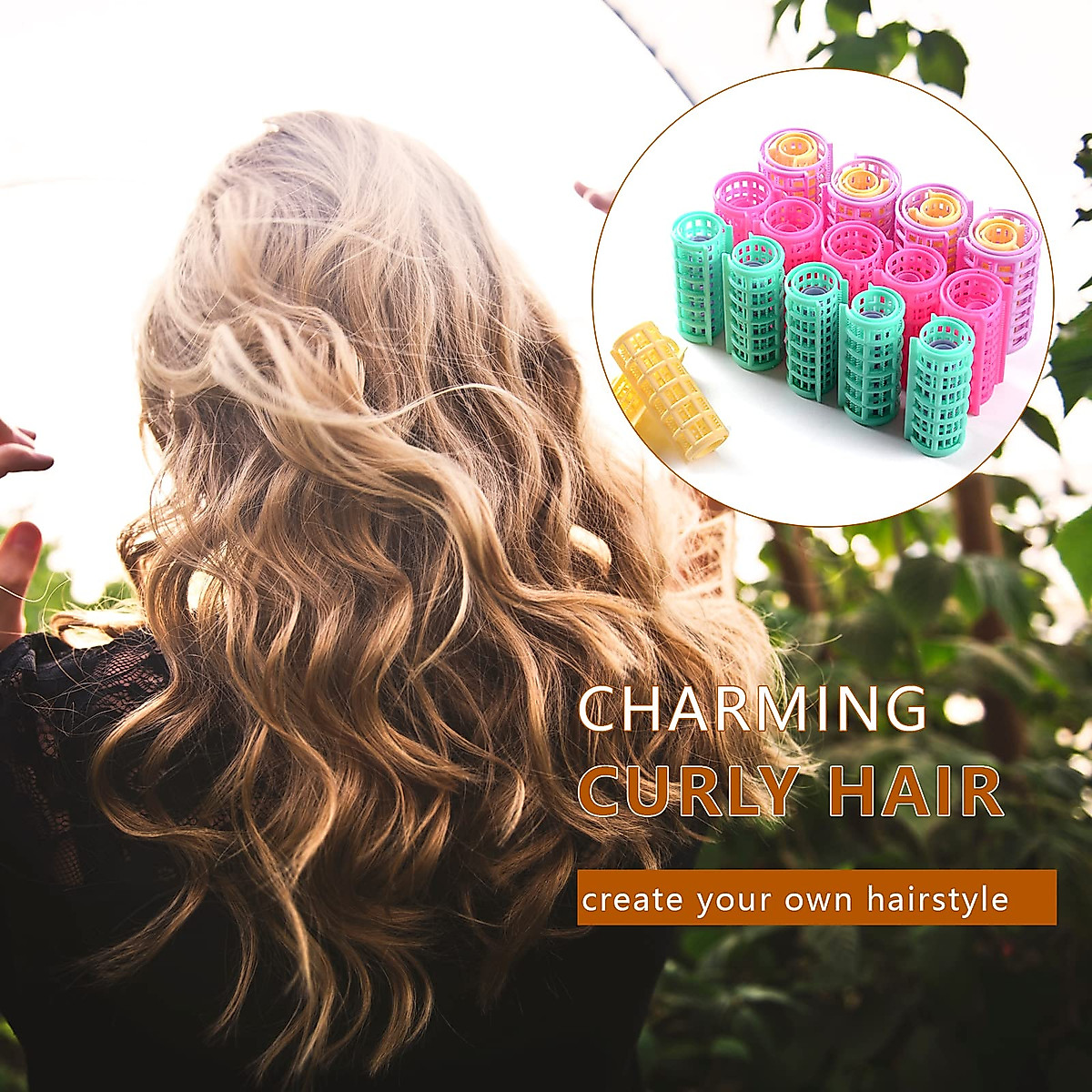 30 Pieces Snap on Plastic Hair Rollers Curlers Hairdressing Rollers for Short Long Hair Self Holding Rollers No Heat Curlers for DIY Hairdressing Hair(5 Sizes)