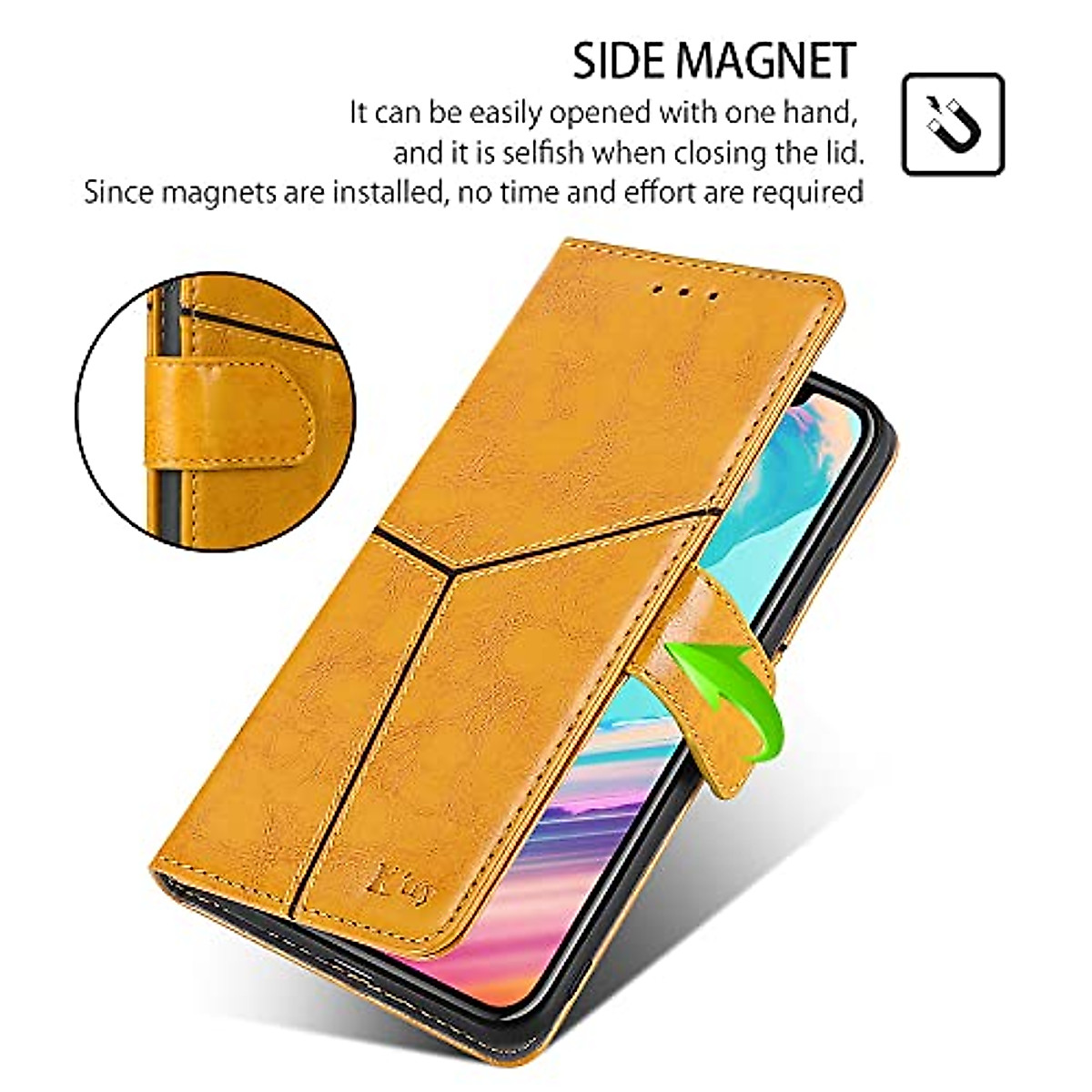 YOUKABEI MojieRy Phone Cover Wallet Folio Case for Samsung Galaxy S9 Plus, Premium PU Leather Slim Fit Cover for Galaxy S9 Plus, 3 Card Slots, Align Cutouts, Golden