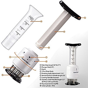 Meat Tenderizer Needle 30 Stainless Steel(3 injection needle pinhole) Blade and Meat Injector 3 Oz Marinade Flavor Syringe - Massary.
