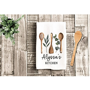 Personalized Kitchen Utensils Tea Towel, Waffle Weave Tea Towel, Housewarming Gift, Farmhouse Decor, Wedding Gift